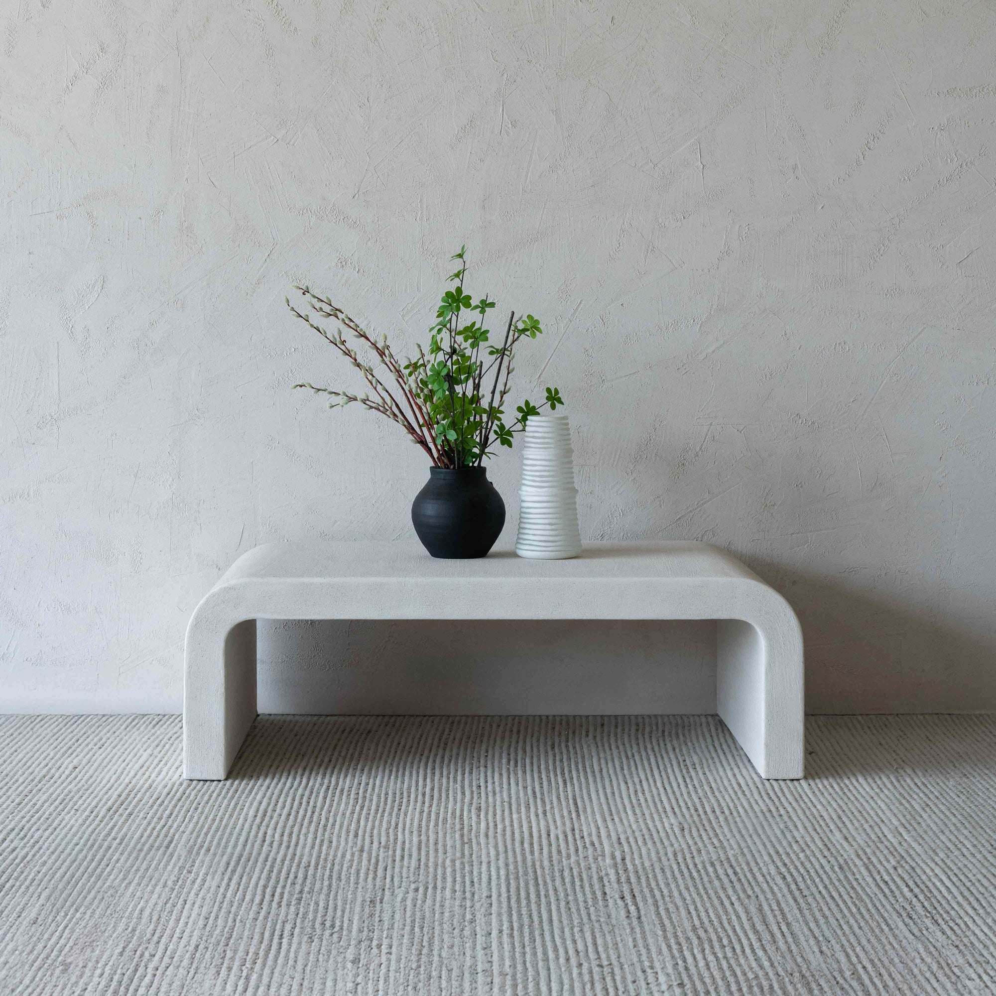 White Arch Coffee Table | Alaska Wood Curve Edge | Ws Living Furniture ...
