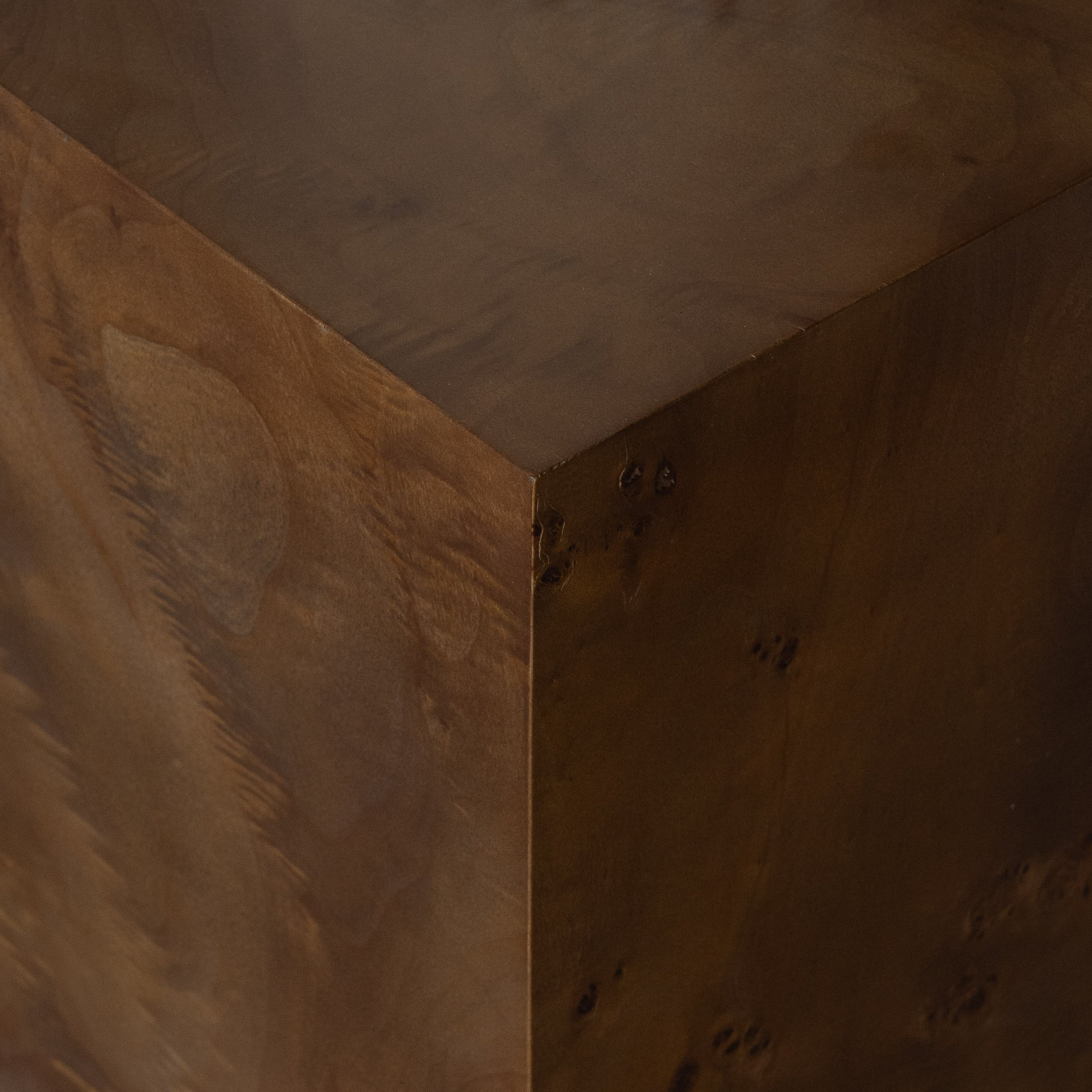 Shop Artisan Cube Dark Walnut Classic Burl Wood End Side Table | Ws Living Furniture