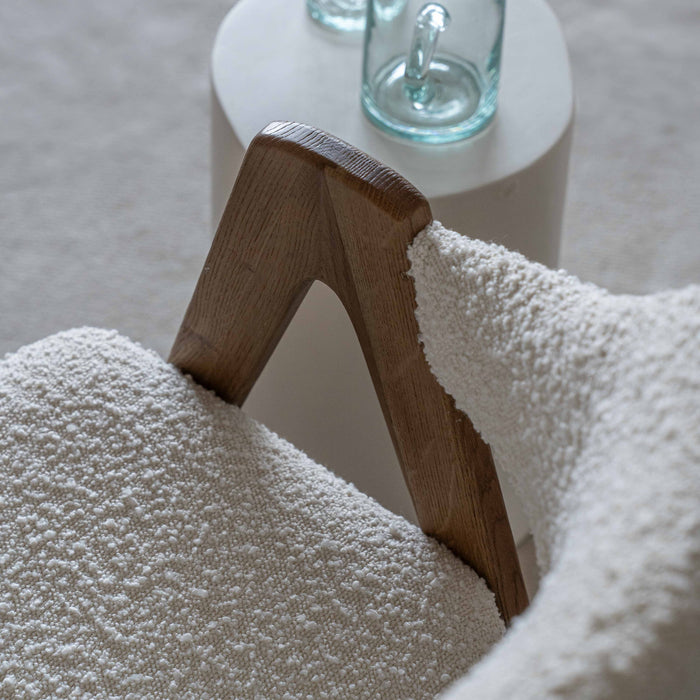 Wood Dining Chair | Ashley Natural Solid Wood & Boucle Dining Chair ...