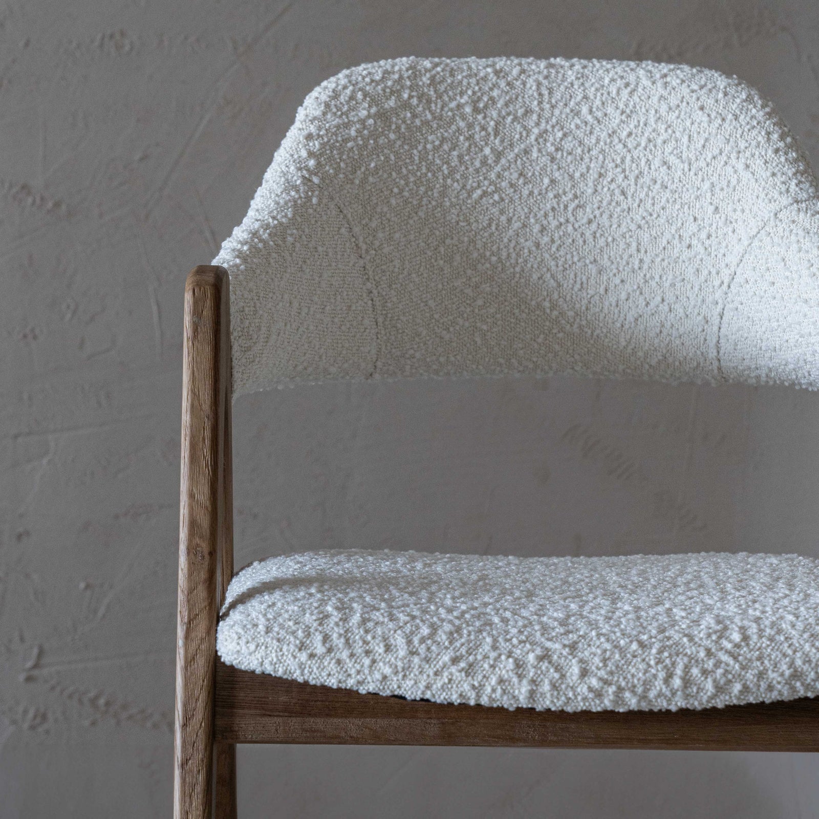 Wood Dining Chair | Ashley Natural Solid Wood & Boucle Dining Chair ...