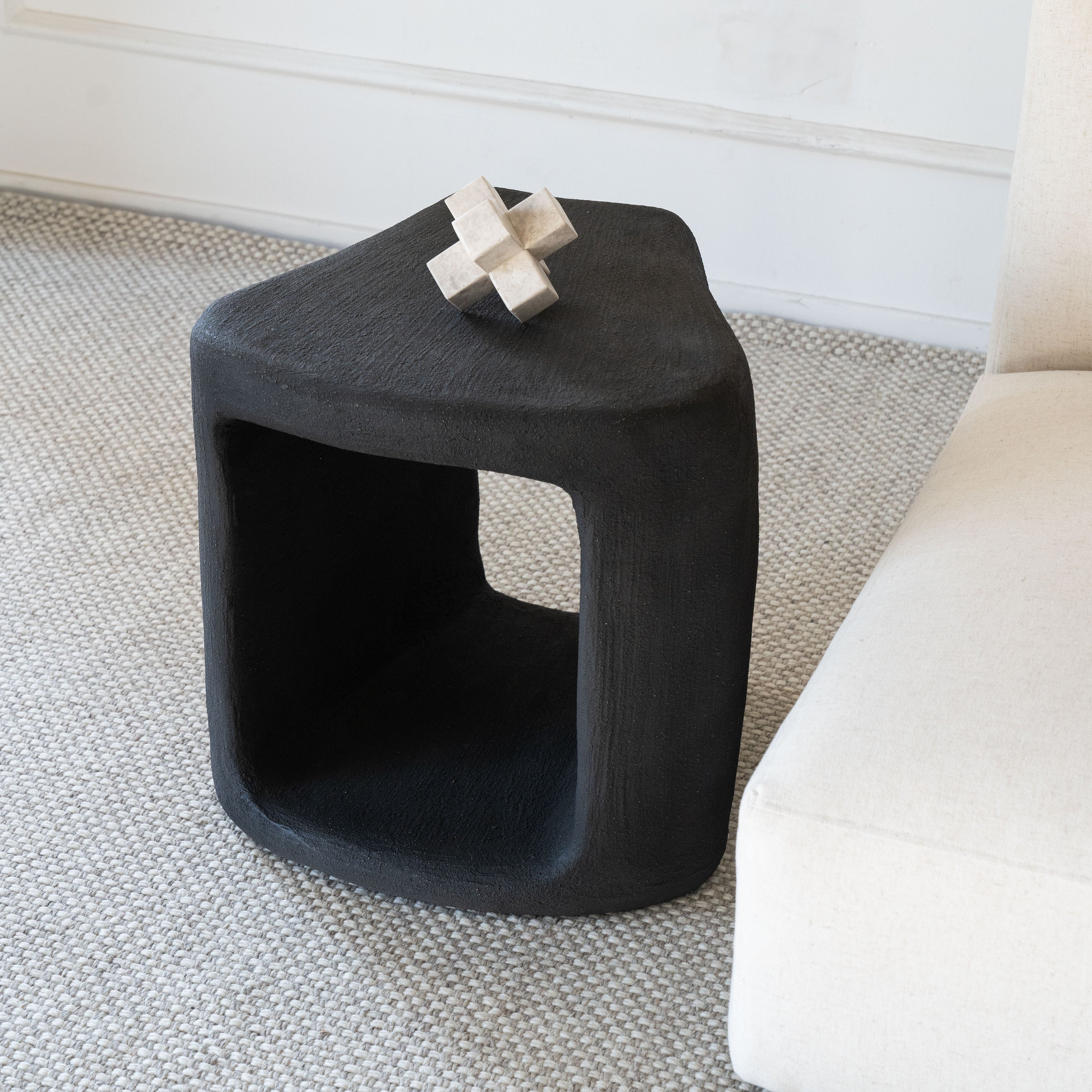 Dune Hollow Side Table – White Microcement Finish | WS Living Furniture ...