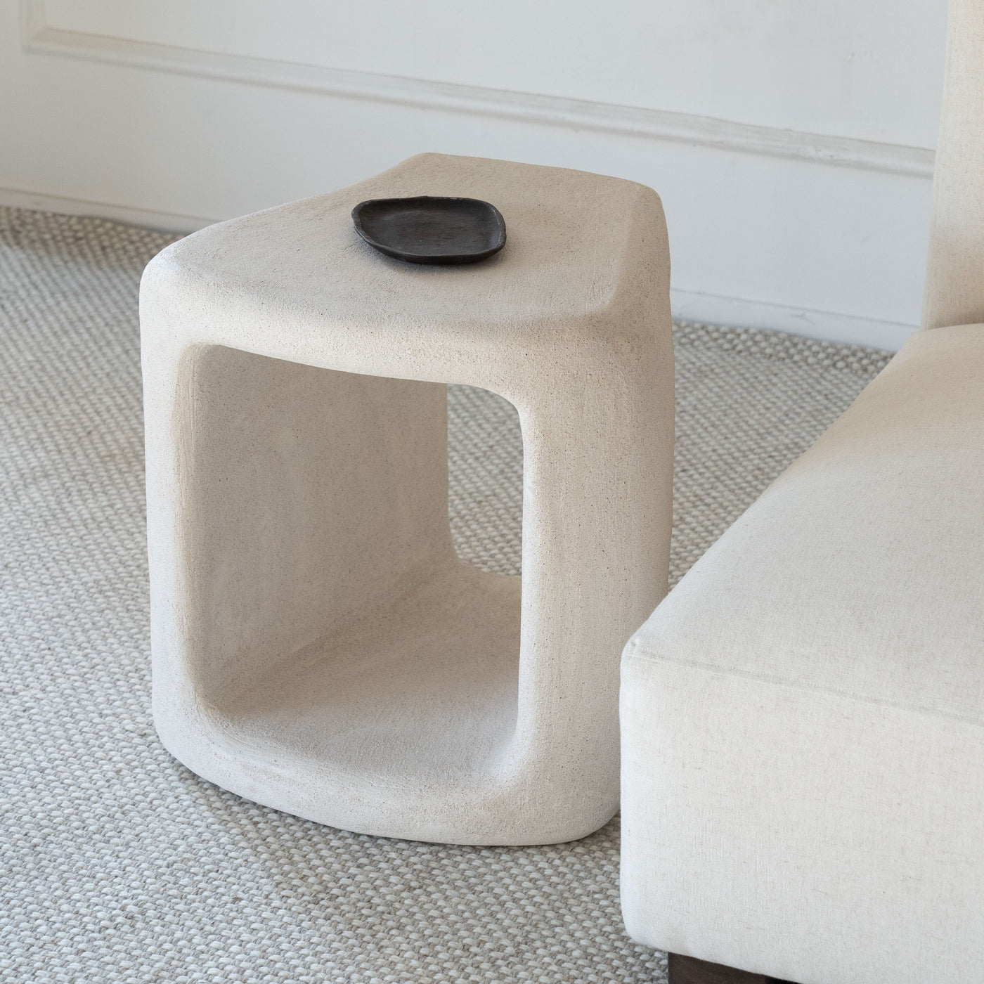 Dune Hollow Side Table – White Microcement Finish | WS Living Furniture ...
