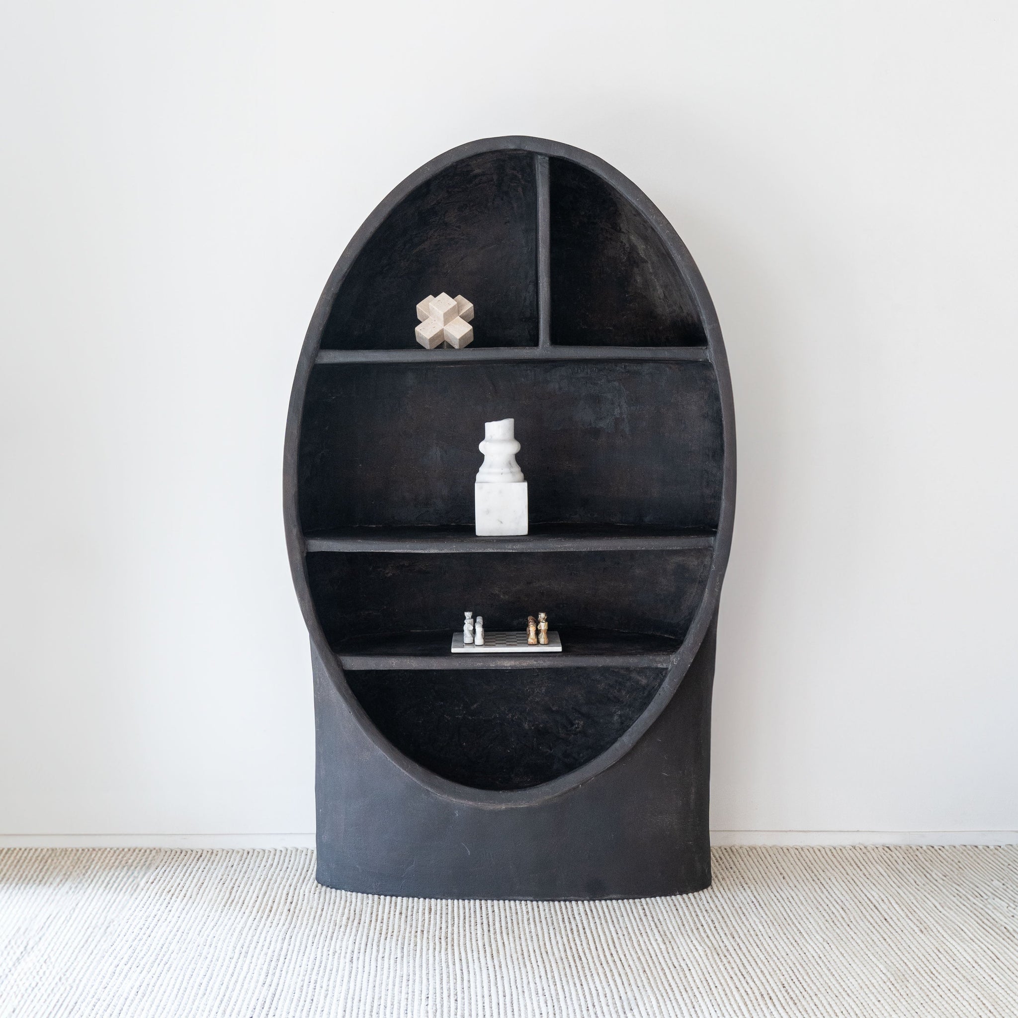 Egg Artisan Bookshelf – Black Cement Fiber Display | WS Living ...
