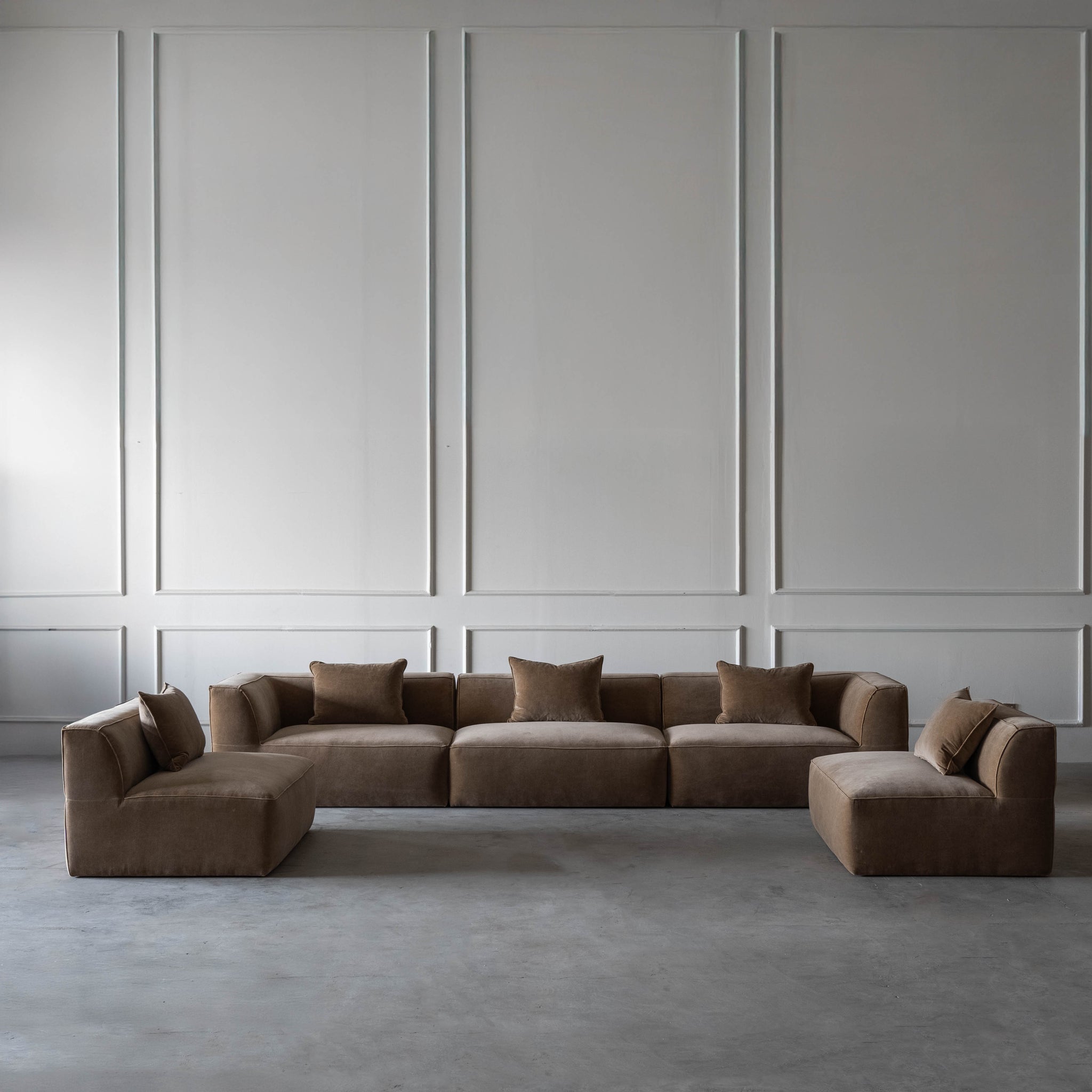 Ezra Mustard Velvet Modular Sofa | Customizable Sectional Seating – WS ...