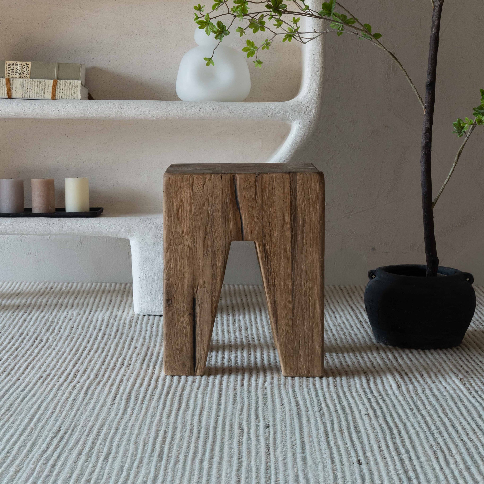 Wooden Side Table Stool | Accent End Side Table | Ws Living Furniture Dubai