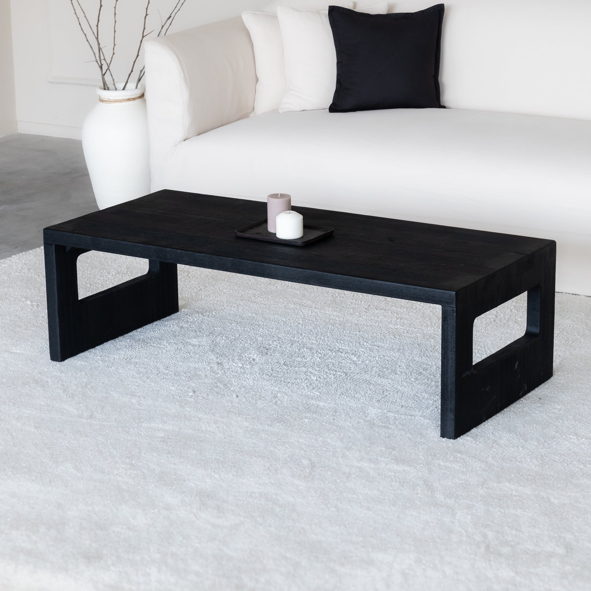 Tokyo Rectangle Black Coffee Table | Solid Wood | WS LIVING - UAE Dubai