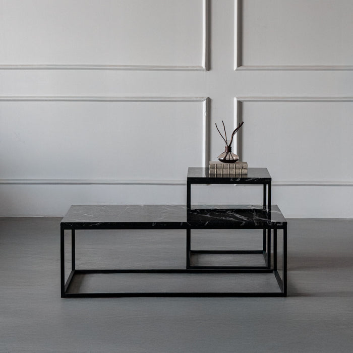 Marquina Flow Rectangle Marble Coffee Table | WS Living Furniture UAE