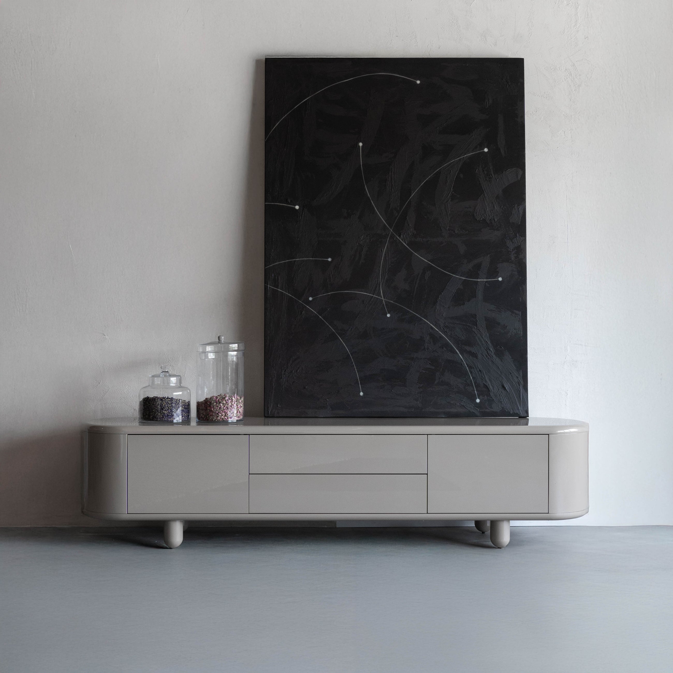 Isadora Beige High Gloss TV Unit | Modern Media Console - WS Living Furniture