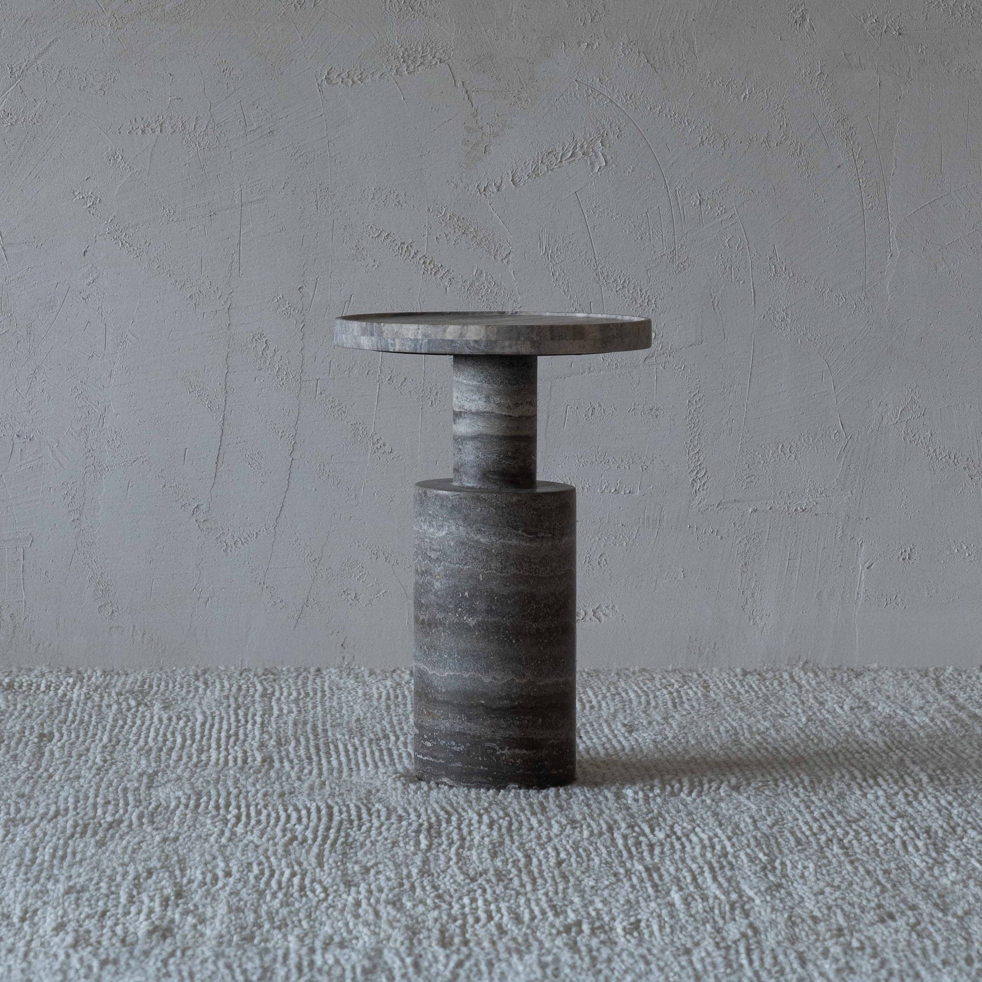 Lony Modern Natural Grey Marble Side Table | Accent Table - WS LIVING - UAE