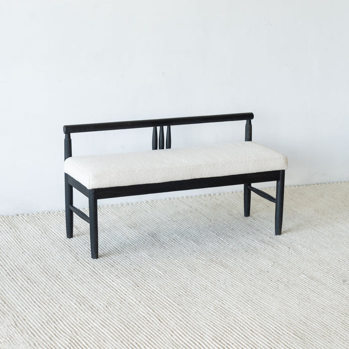 Mondrich Black Teak Wood & Boucle Bench – Elegant Modern Seating | WS ...