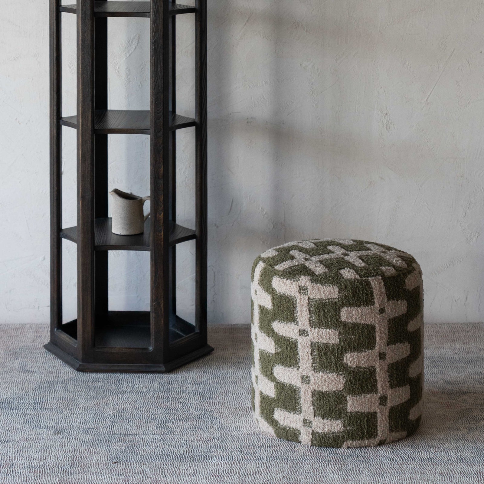 Olive Green Pouf in Dubai | Contour Stool | WS Living Furniture Dubai