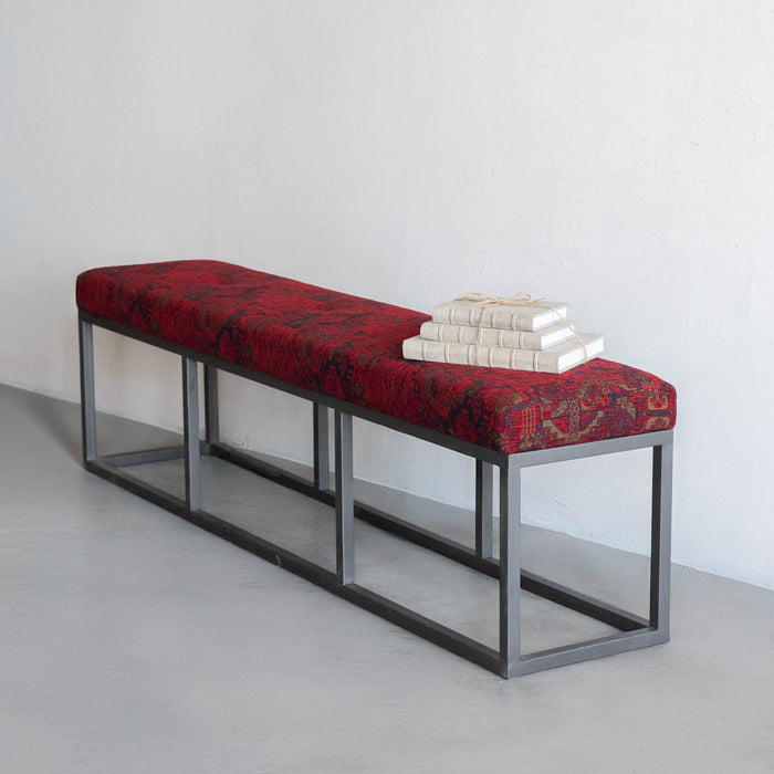 Nordic Anatolian Industrial Style Bench in Red | Classic Solid Seating ...