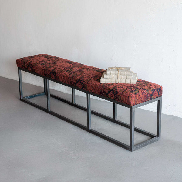 Nordic Anatolian Industrial Style Bench in Red | Classic Solid Seating ...