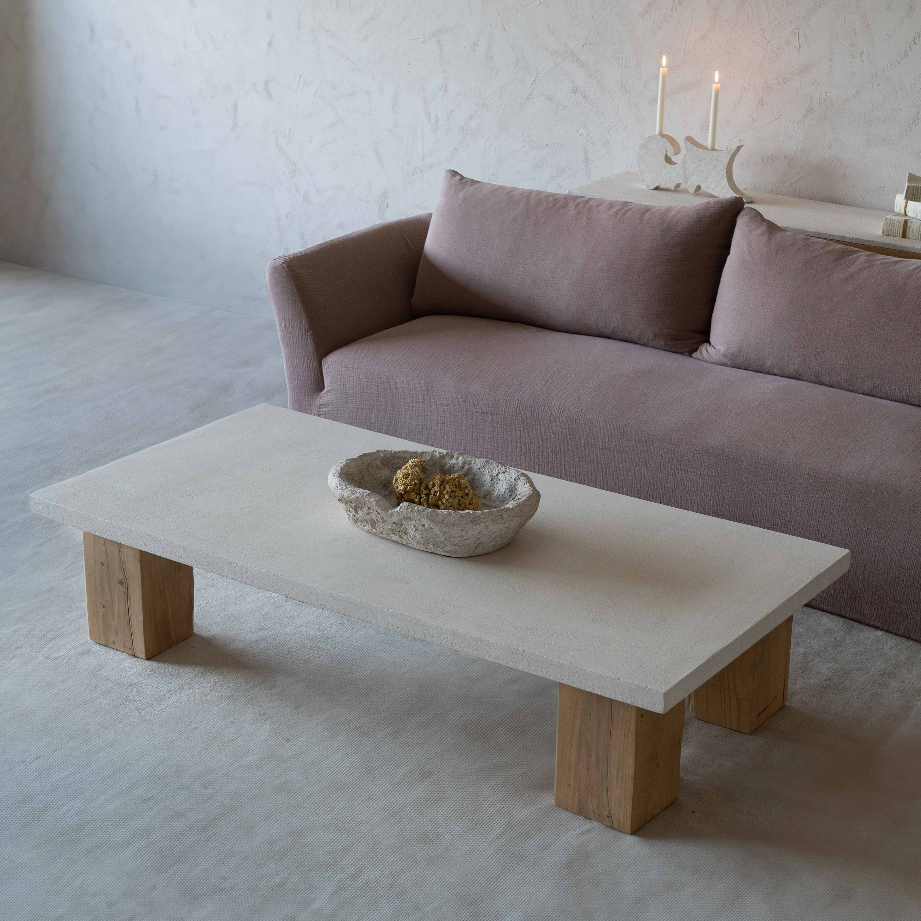 Nord Solid Wood Rectangle White Coffee Table | Ws Living Furniture Dubai