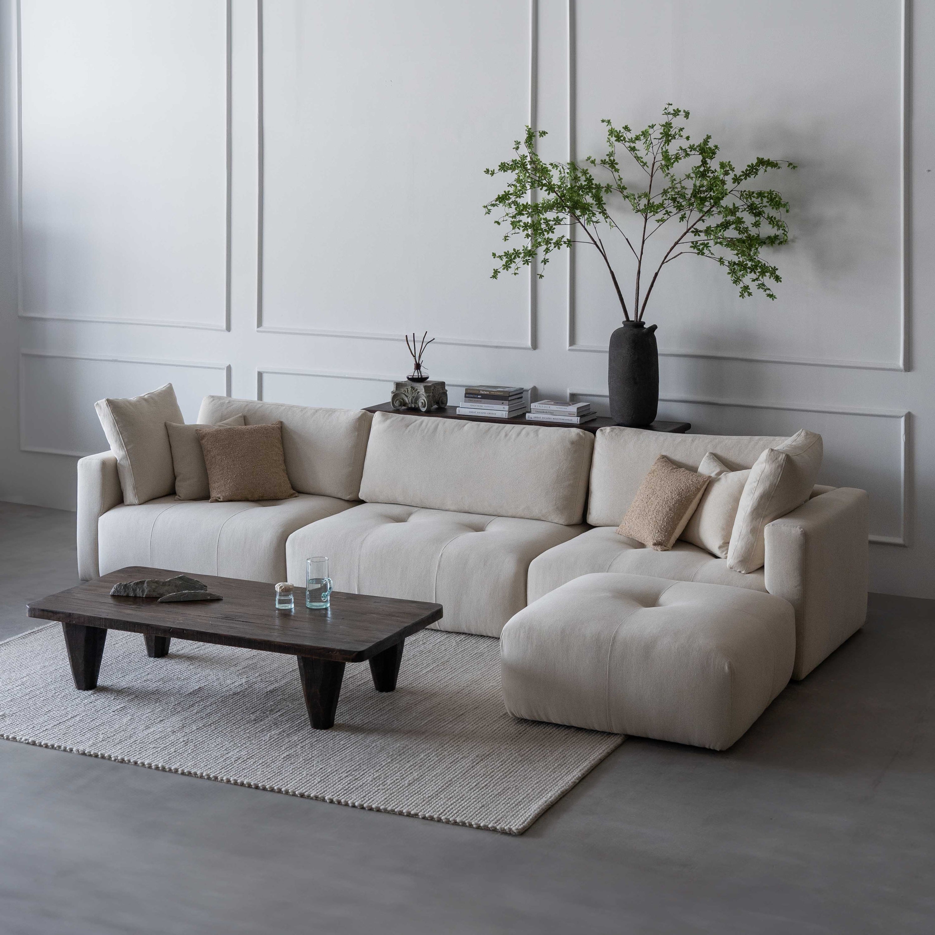 Sky Modern L Shape | Sectional Modular Sofa - Beige | WS LIVING - UAE