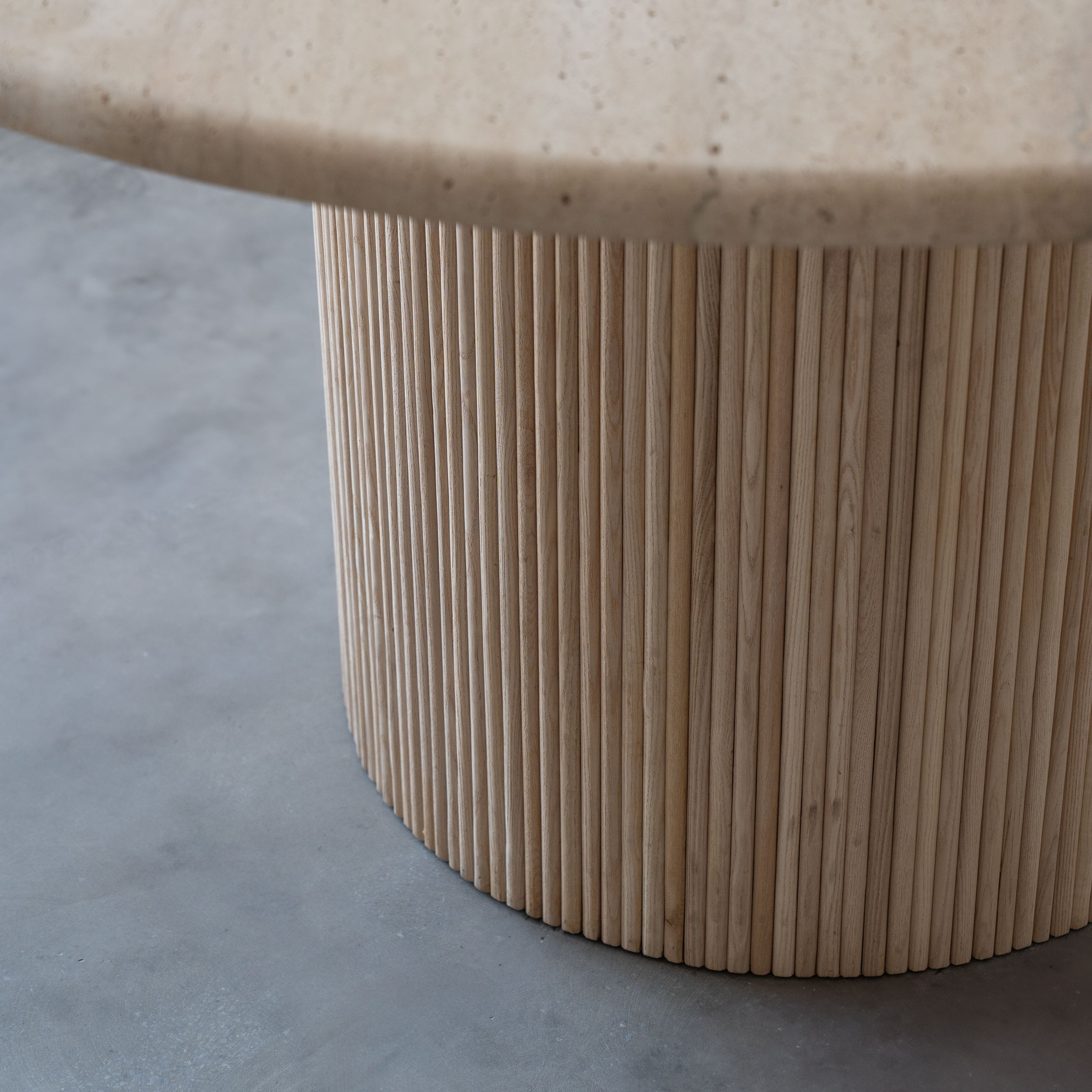 Palm Round Travertine Marble Dining Table | WS LIVING - UAE