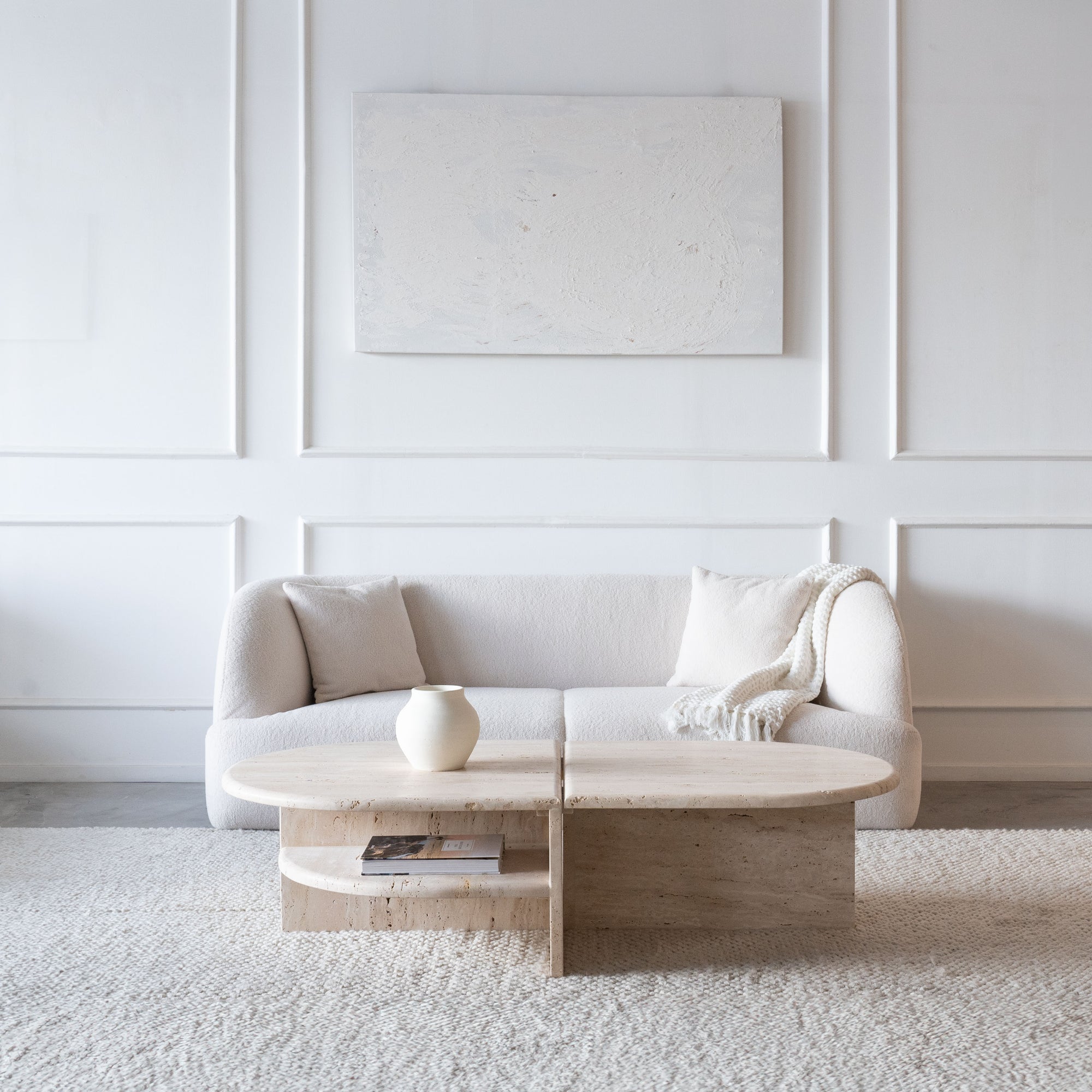 Shop Palm Oval Coffee Table – Travertine Marble Top | WS Living ...
