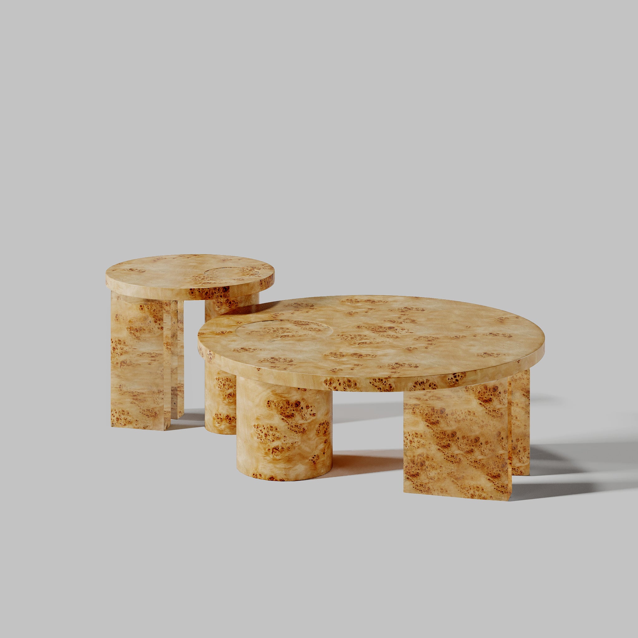 Earthgrain Burl Wood Coffee Table & Side Table Set | Modern Luxury ...
