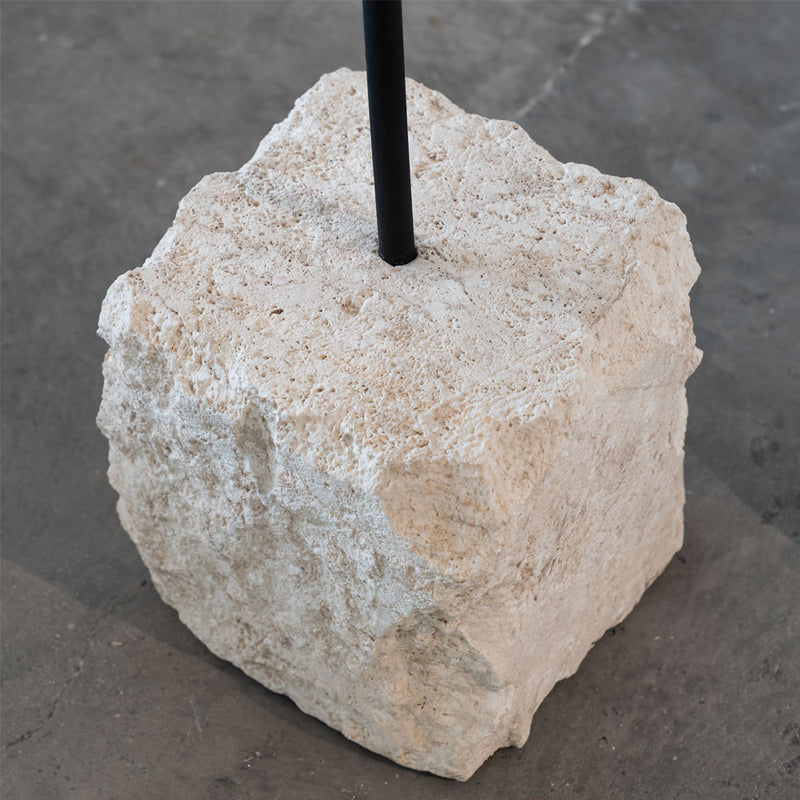 Arc Floor Lamp - Stone Base and Fabric Shade | WS LIVING UAE